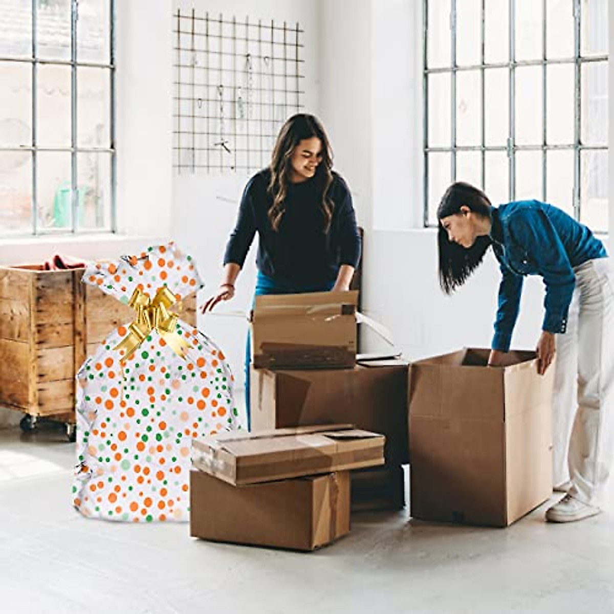 WXJ13 3 Packs 56"Jumbo Plastic Gift Wrapping Bags, Giant Present Bag Baby Shower, Extra Large Gift Sack Baby Shower, Plastic Gift Bags for Girl Boy Birthday Wedding Father's Day Graduations Holiday（Style 2）