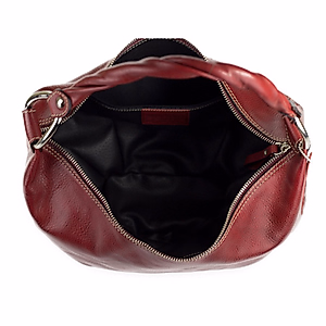Robe di Firenze Italian Made Burgundy Red Organically Treated Leather Hobo Bag
