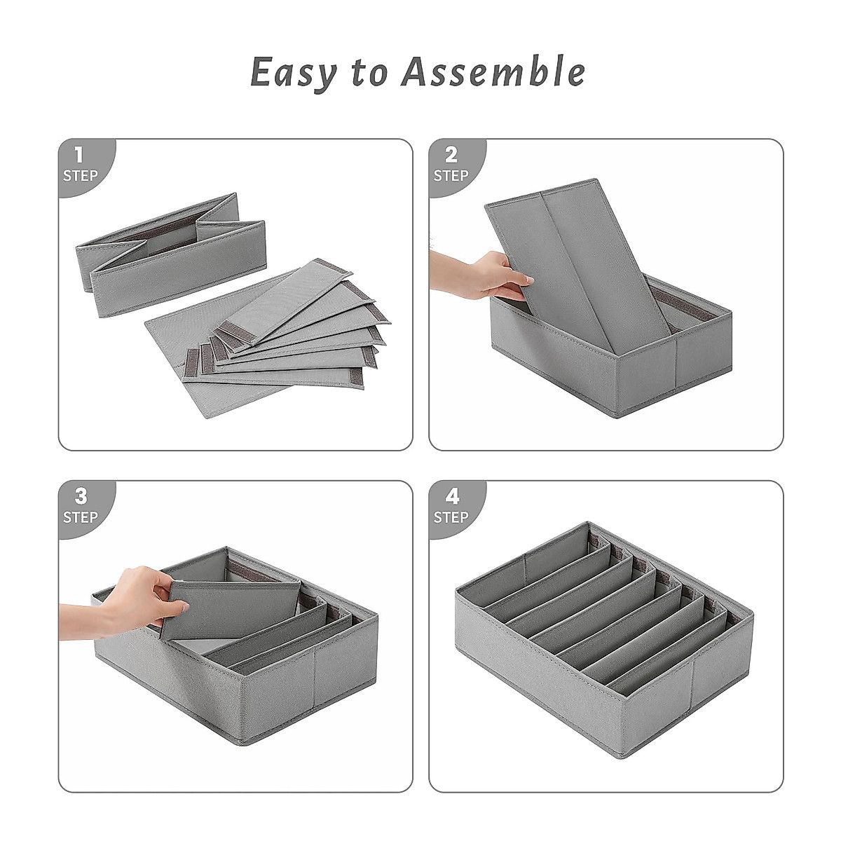 Coorganisers 4 Packs Adjustable T-shirt Drawer Organizers for Clothing with 6 adjustable dividers, 7 Grids wardrobe clothes organizer, DIY Clothes Organizer for Folded Clothes, T-shirt, Legging