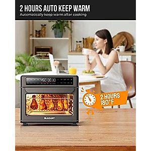Large Capacity Toaster Oven Countertop, Dishwasher Safe Detachable Panel, 26QT Air Fryer Toaster Oven Combo, Drumstick Grill Accessories, With Ary Fry, Bake, Toast, Bagel, Pizza, Broil, Defrost, BLAZANT T-26