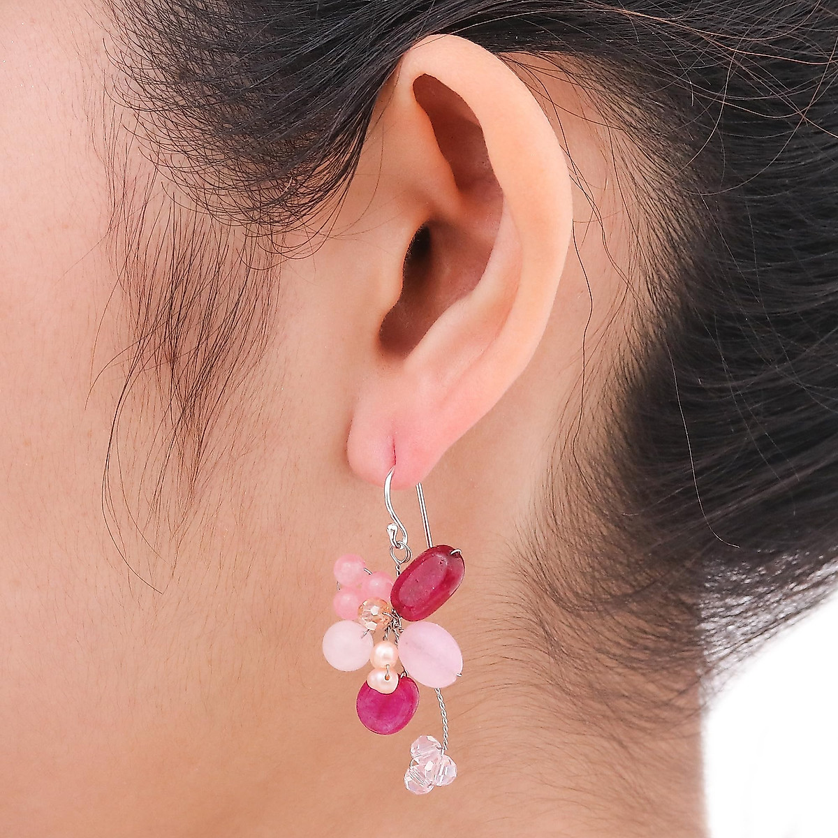 NOVICA Artisan Handcrafted Freshwater Cultured Pearl Earrings | Multicolor Cluster Earrings | Sterling Silver Multi Gemstone Earrings | Natural Gemstone Earrings | Multi Color Quartz Earrings