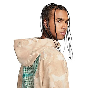 Nike Men's Standard Issue Dri-Fit Midweight Pullover Basketball Hoodie (Large, Pearl White/Flower AOP)