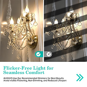 AMDTU E12 Type C 40 Watt Equivalent 2700k Frosted LED Bulb Candelabra Small Base Candle Dimmable Chandelier Light Ideal for Dining Rooms Living Rooms and bedrooms Long Lasting Light for Cozy Settings