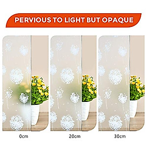 Viseeko Privacy Window Film Non-Adhesive Window Film Frosted Static Cling Glass Film Dandelion Patterns Window Stickers for Doors Home Living Room Kids Bedroom (17.5 x 78.7Inches)
