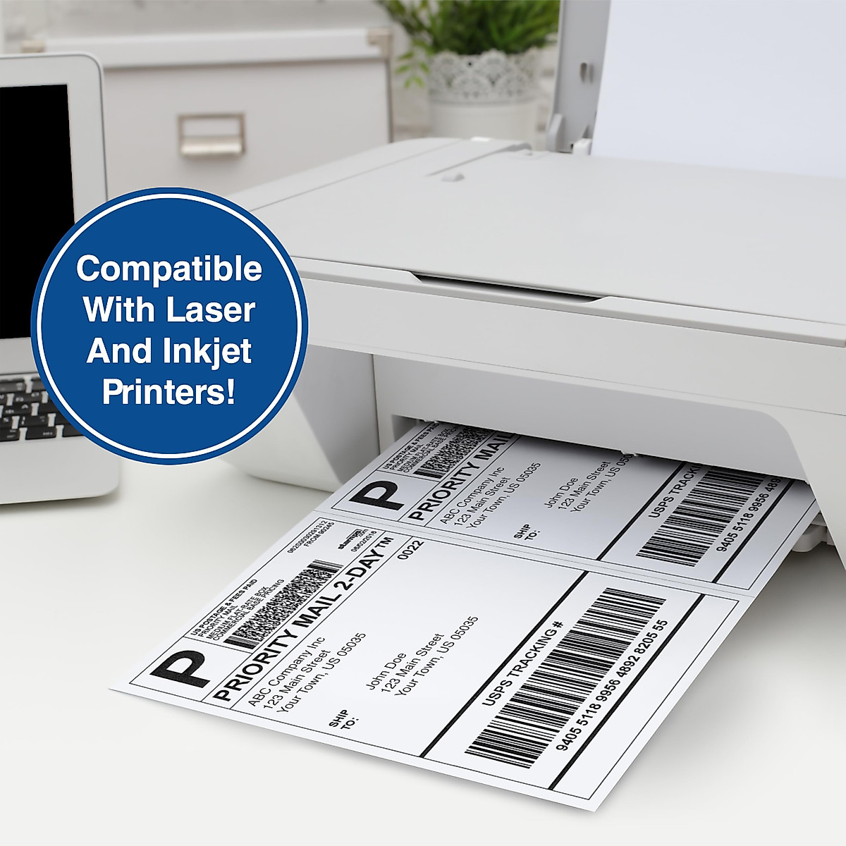 PrintWorks Half Sheet Perforated Paper, 8.5 x 11, 20 lb, 2500 Sheets, White (04116C)