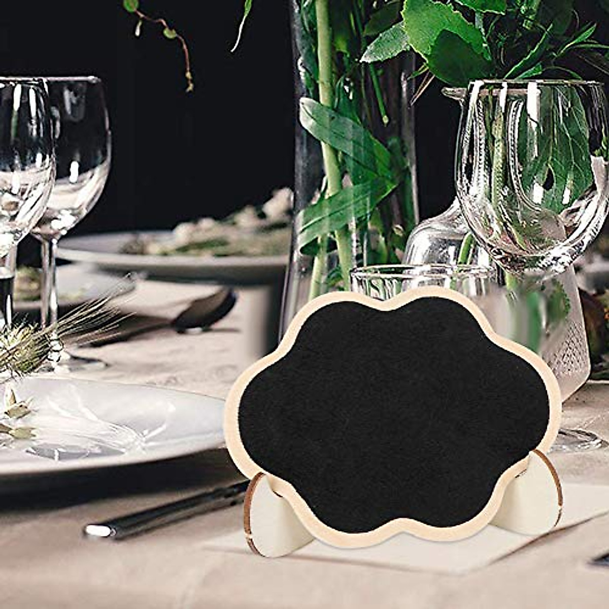 Mini Chalkboard Sign, 10 Pack Wood Mini Chalkboard Signs with Support Easels Wooden Blackboard for Table Numbers Food Signs Message Board