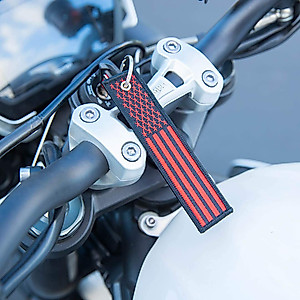 Flag Keychain Tag with Key Ring, EDC for Motorcycles, Scooters, Cars and Gifts (USA Red and Black)