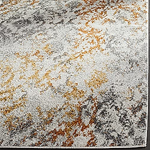 SAFAVIEH Madison Collection 6'7" x 9'2" Cream / Orange MAD608K Boho Chic Distressed Non-Shedding Living Room Bedroom Dining Home Office Area Rug