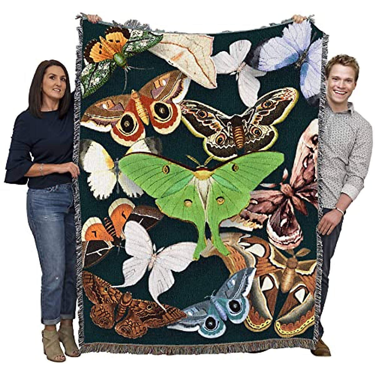 Pure Country Weavers Moths Emerald Blanket - Gift Tapestry Throw Woven from Cotton - Made in The USA (72x54)
