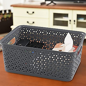 Farmoon 4 Packs Plastic Weave Storage Baskets, Small Pantry Organinzier Bin