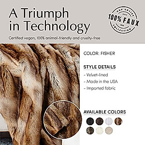 Fabulous-Furs Donna Salyers Couture Mink Faux-Fur Throw Blanket, Soft Blanket, 60x72 in, Fisher