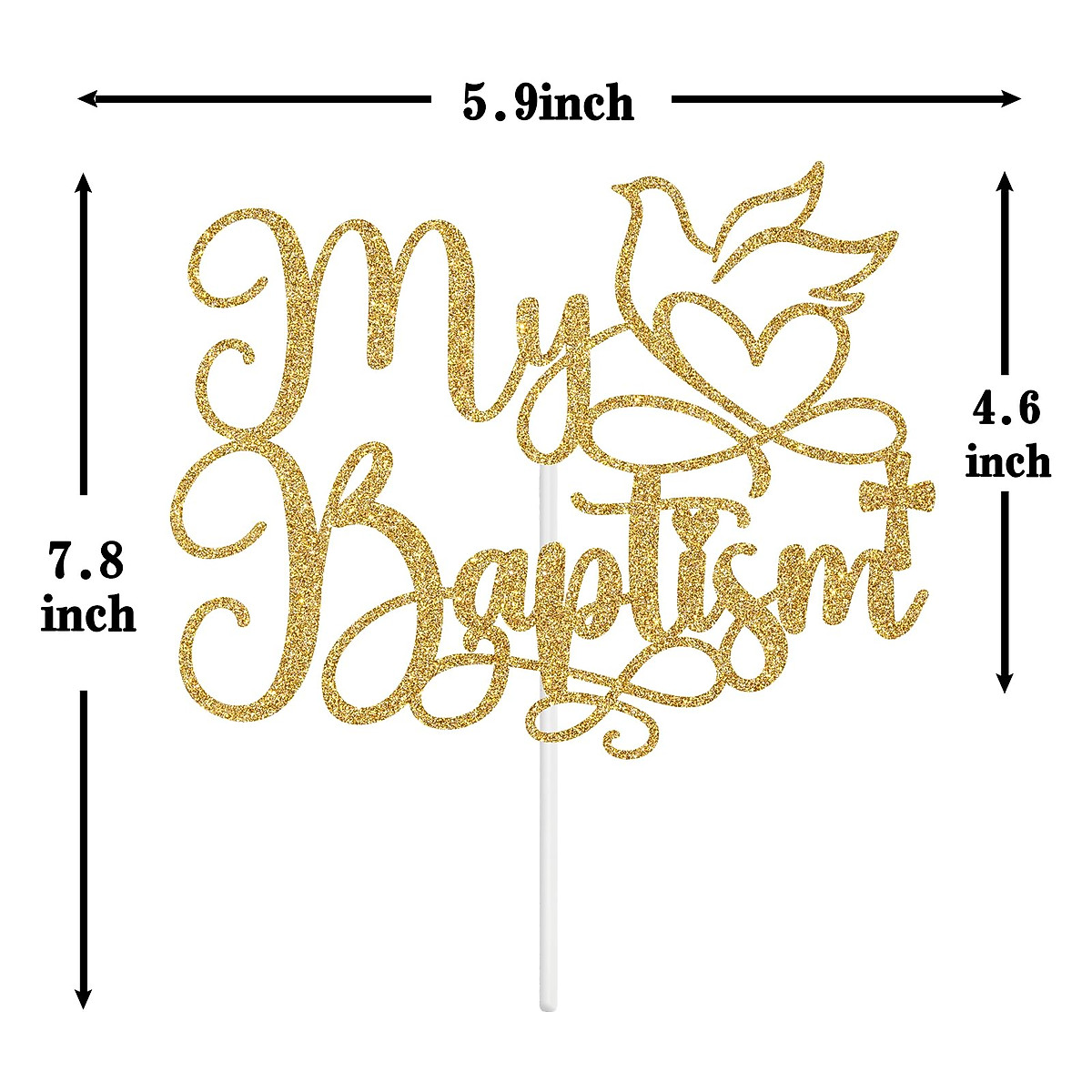 My Baptism Cake Topper, First Holy Communion, On Your Confirmation, Bridal Shower/Wedding/Baptism/Christening Baby Shower Party Decorations, Gold Glitter