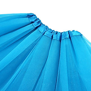BGFKS 5 Layered Tulle Tutu Skirt for Girls with Hairbow, Ballet Dressing Up Kid Tutu Skirt (Blue, 2-8 Years Old)