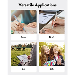 Four Candies Mechanical Pencil Set with Case, 6PCS Aesthetic Mechanical Pencils 0.5 & 0.7mm with 360PCS HB Lead Refills, 3PCS Erasers, 9PCS Eraser Refills for writing, drawing and sketching