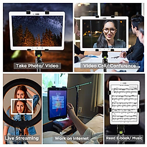 360 Degrees Rotatable Heavy Duty Pad Tripod Mount, Universal Clamping Tablet Holder Break-Resistant Anti-Wobble, Pad Tripod Holder Adapter