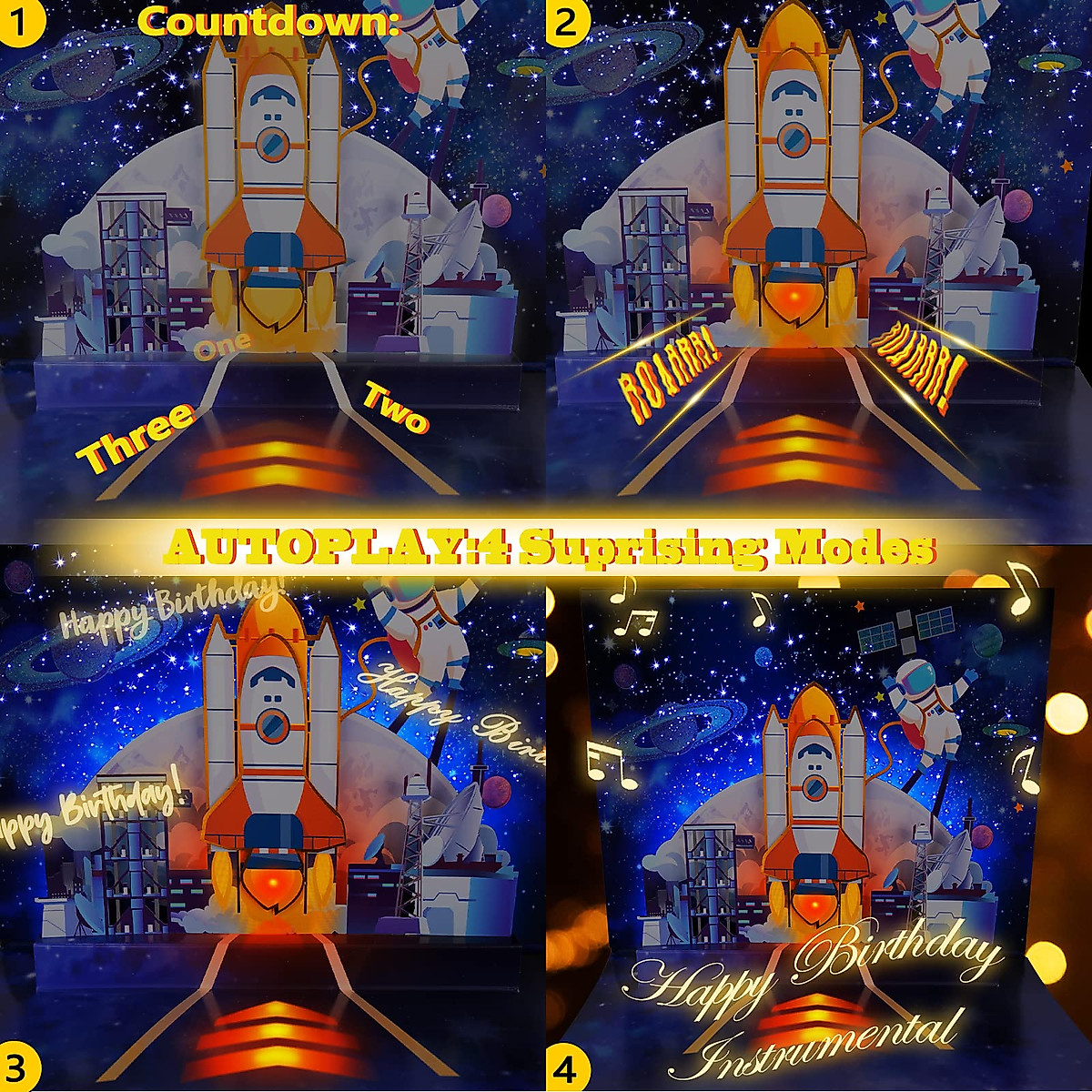 BYKOOO Birthday Card, Musical Pop Up Cards w Light, Birthday Cards w Cool Sound Effects and, Celebrate Birthdays, Graduations, Weddings & Promotions w Congrats, Greeting Card w/Congrats Text on Cover