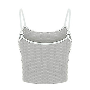 wodceeke Women's Honeycomb Breathable Lightweight Yoga Vest Solid Color Sling Tank Tops Summer Sweatshirt (Gray, M)