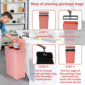 13 Gallon 50 Liter Kitchen Trash Can with Touch-Free & Motion Sensor Lid, Automatic Plastic Garbage Can, Touchless Trash Bin Automatic Trash Can for Bedroom Bathroom Home Office