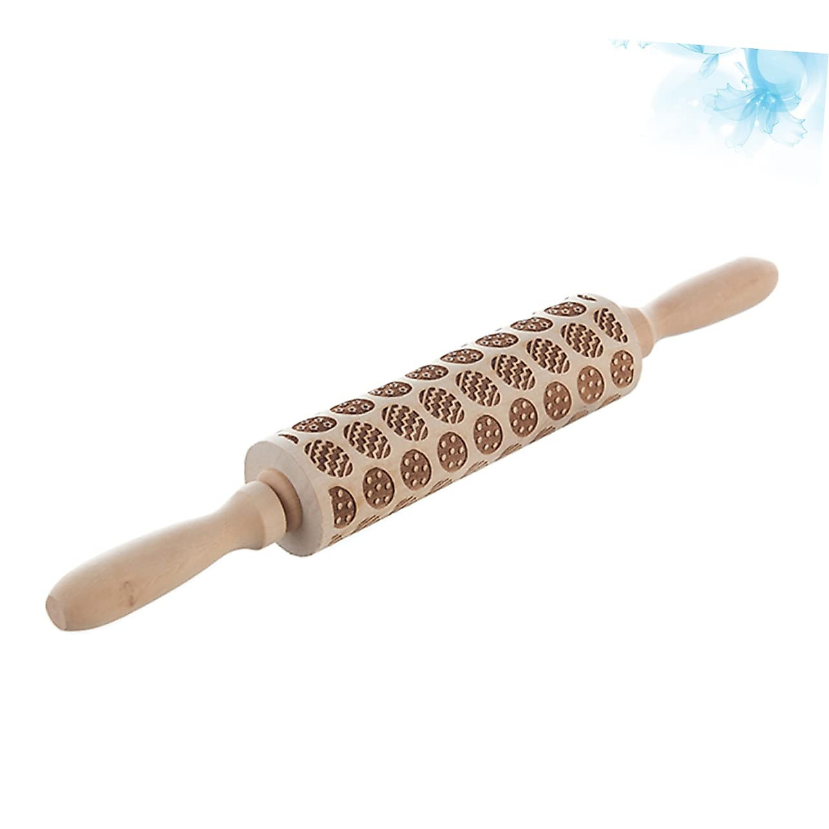 SHOWERORO Wooden Carved Embossed Rolling Pin Egg Pattern Baking Rolling Pins for Pasta Biscuit Dough Jelly Pancakes Pastries Pizza
