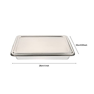 DOITOOL Feeding Serving Tray Stainless Steel Divided Dinner Plate: 4 Compartment Portion Control Plate with Lid Diet Dish Serving Platter Luncheon Plate for Kitchen Fruit Plate