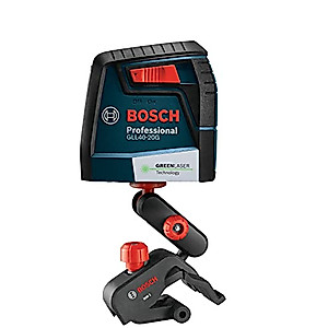Bosch GLL40-20G 40ft Green-Beam Self-Leveling Cross-Line Laser with VisiMax Technology, 360 Degree Flexible Mounting Device and Carrying Pouch