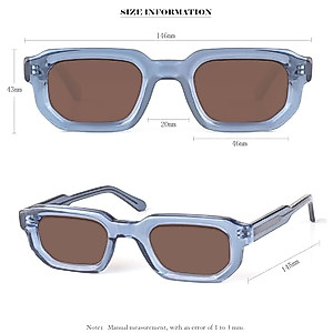 Baililai Trendy Rectangle Sunglasses for Women and Men,High Definition Clarity, UV Protection, and Glare Reduction (blue-C6)