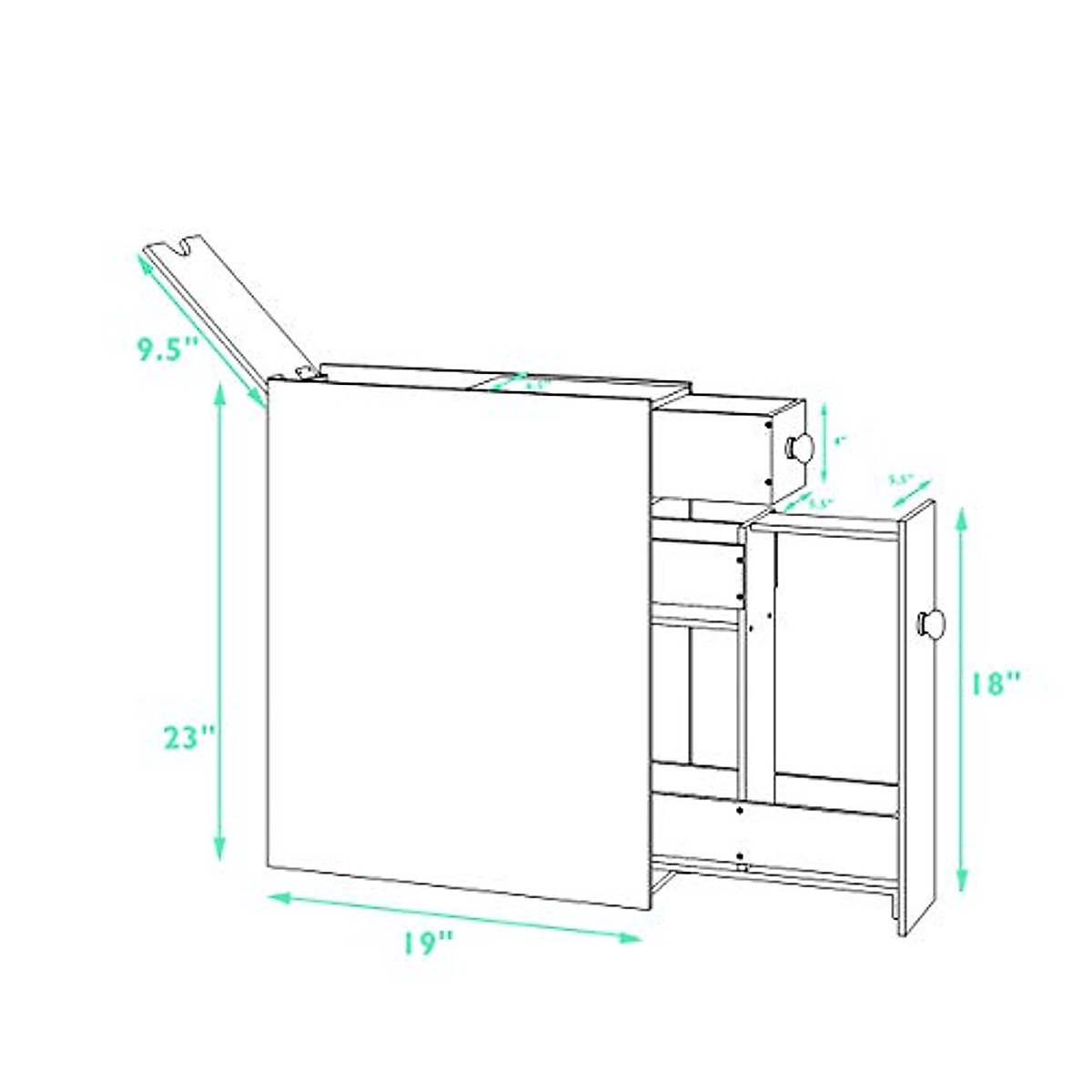 Tangkula Slim Bathroom Cabinet, Free Standing Storage Cabinet with Slide Out Drawers, Narrow Floor Bathroom Organizer Next to Toilet, Bathroom Toilet Paper Holder, 19 x 6.5 x 23 Inches (White)
