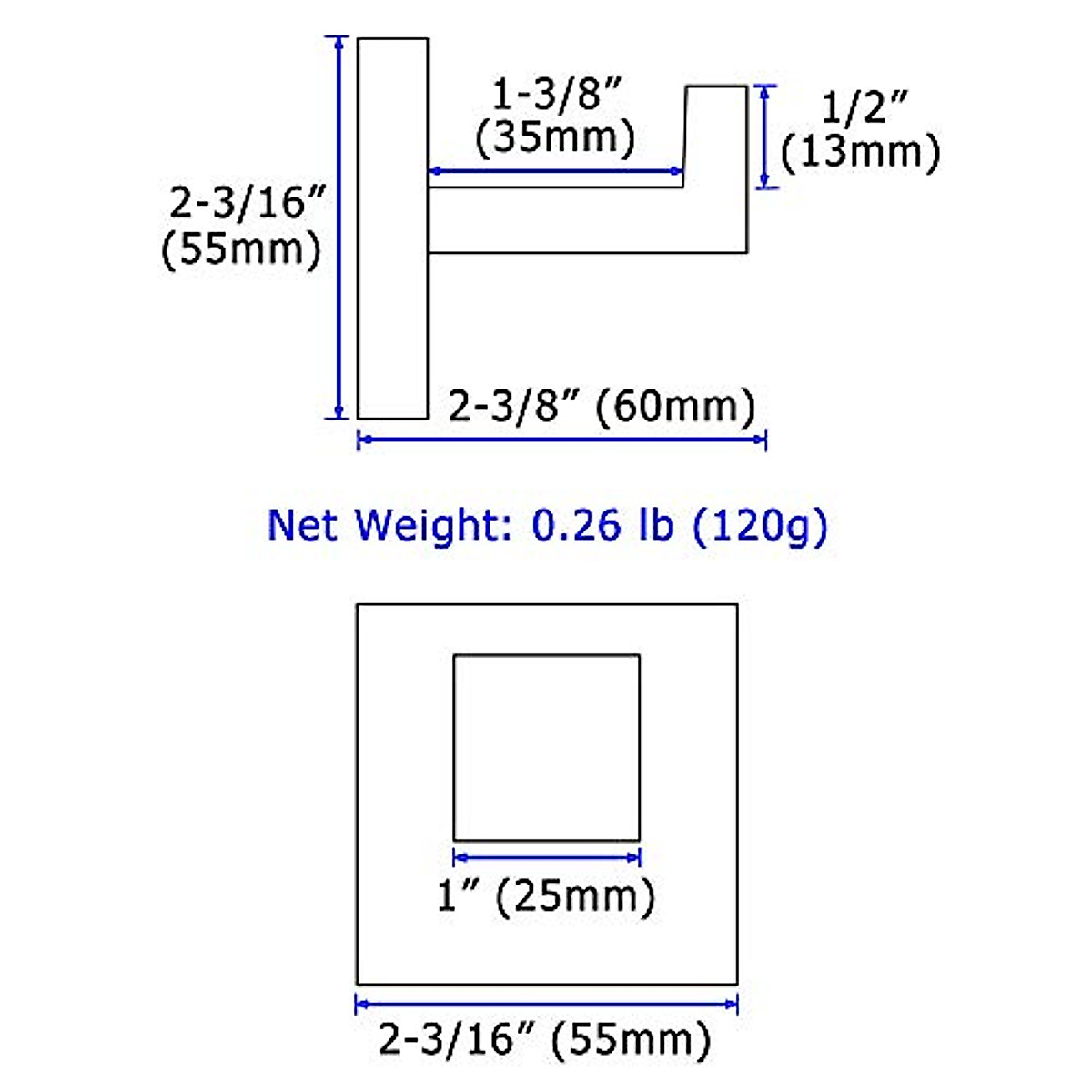 Angle Simple Bath Towel Hook, Solid Metal Bathroom Shower Square Hook Hand Towel Bathrobe Sponges Hanger Kitchen Cabinet Closet Hook Pants and Shirt Holder Polished Chrome, Wall Mounted