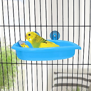 Wontee Bird Bath Box with Mirror Portable Parrot Hanging Bathroom Bathing Tub for Small Birds Cleaning Supplies