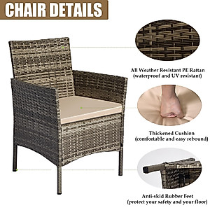 ECOLINEAR 4 Pieces Patio Furniture Set, Outdoor Conversation Sets, Wicker Rattan Chairs for Garden Backyard Balcony Porch Poolside, Patio Bistro Set with Glass Table and Soft Cushions (Brown)