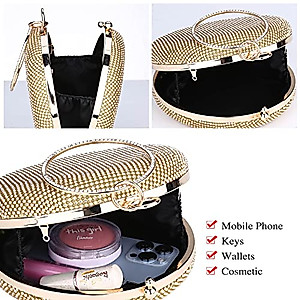 UBORSE Round Rhinestones Clutch Evening Bags for Women Gold Formal Bridal Wedding Clutch Purse Prom Cocktail Party Handbags