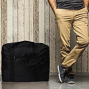 Clothes Storage Organizers Foldable Clothing Storage Bags -Sturdy Foldable Tote, Under Bed Storage, Travel Duffle Bag for Clothes, Quilts, Blankets, Pillows, Waterproof Durable Tote (Black, One Size)