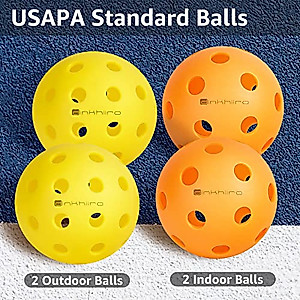 Dinkhiiro Carbon Fiber Pickleball Paddles Set of 2 with Balls, Racket Bag, Waist Ball Holder | Pickle-Ball Equipment of Lightweight Racquets and USAPA Standard Balls | Gifts for Women, Men