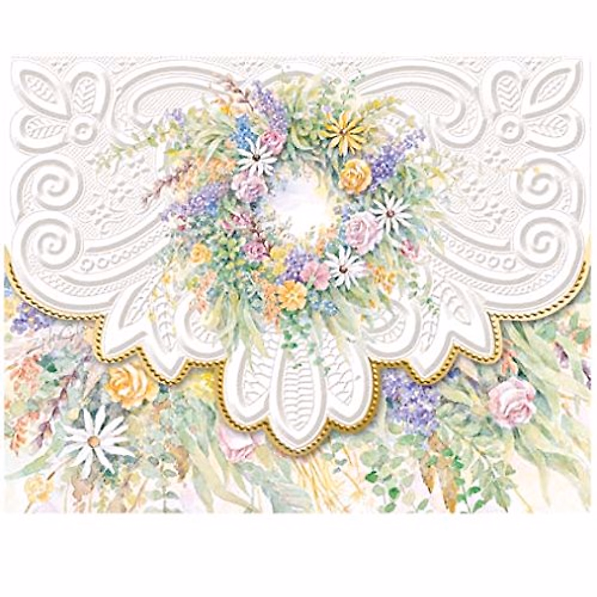 Carol Wilson Fine Arts Inc.- Wreath - Embossed & Die Cut Blank Note Cards in Portfolio Box - 10 Count - ncp2133