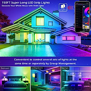 Led Strip Lights, 82ft/25m Long Smart Led Light Strips Music Sync 5050 RGB Color Changing Rope Lights,Bluetooth APP/IR Remote/Switch Box Control Led Lights for Bedroom,Home Decoration,Party,Festival