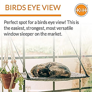 K&H Pet Products EZ Mount Window Sill Cat Bed, Cat Window Hammock, Sturdy Cat Window Perch for Large Cats, Cat Window Bed Cat Furniture, Cat Hammock for Window Cat Perch Cat Shelf - Single Level Gray