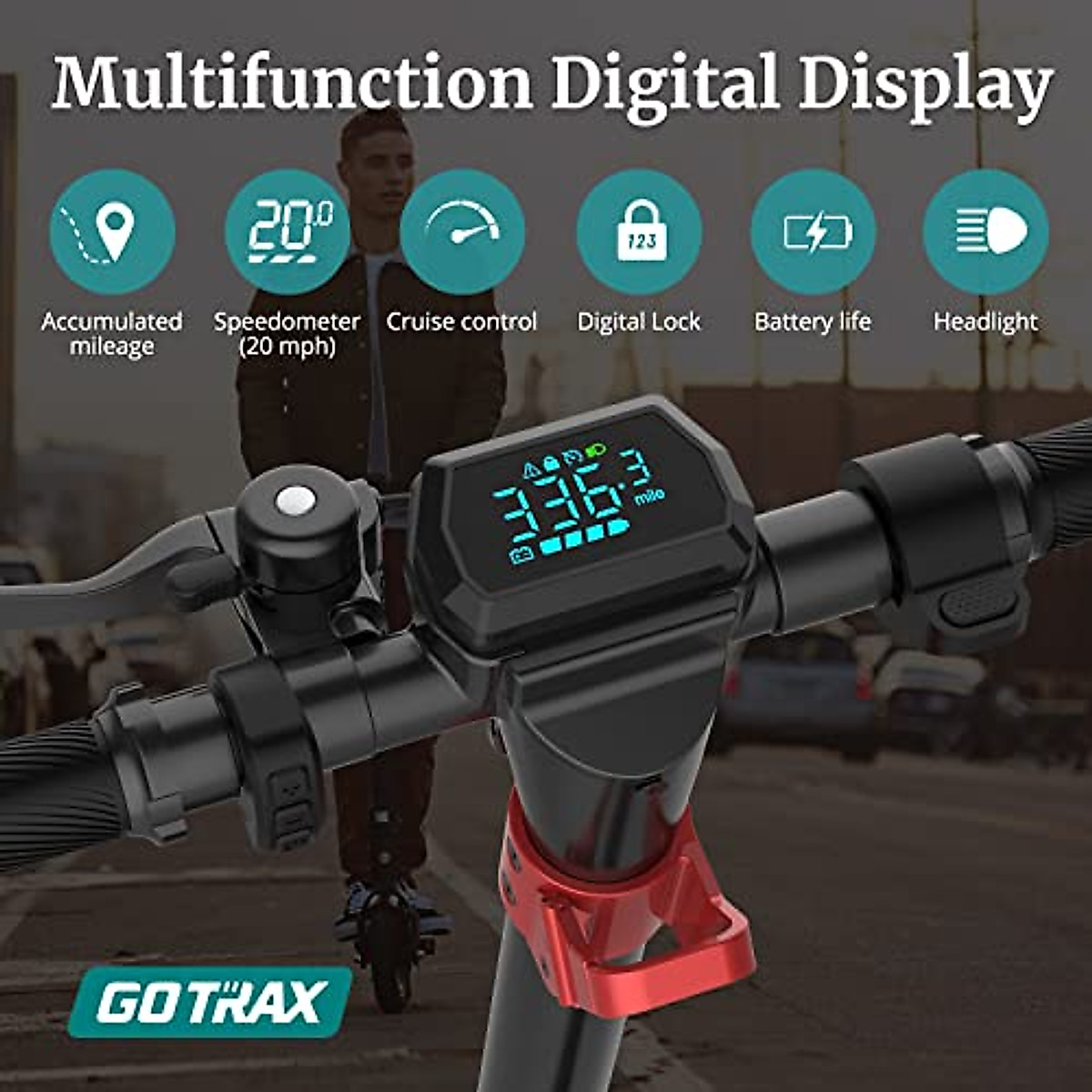 Gotrax G4 Electric Scooter, 10" Pneumatic Tires, Max 25 Mile Range and 20Mph Power by 350W Motor, Double Anti-theft Lock, Bright Headlight and Taillight, Foldable and Cruise Control Escooter for Adult