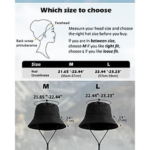 Womens Waterproof Bucket Sun Hat UPF 50+ Outdoor Beach Boonie Floppy Rain Hat for Men Fishing Hiking Safari Cap with Strings