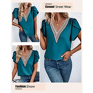 HBZDQB Silky Pajamas for Women Silk 2 Pcs Pants Set V Neck Classic Satin Sleep Sets Short Sleeve Pjs with Long Pant Loungewear Green S