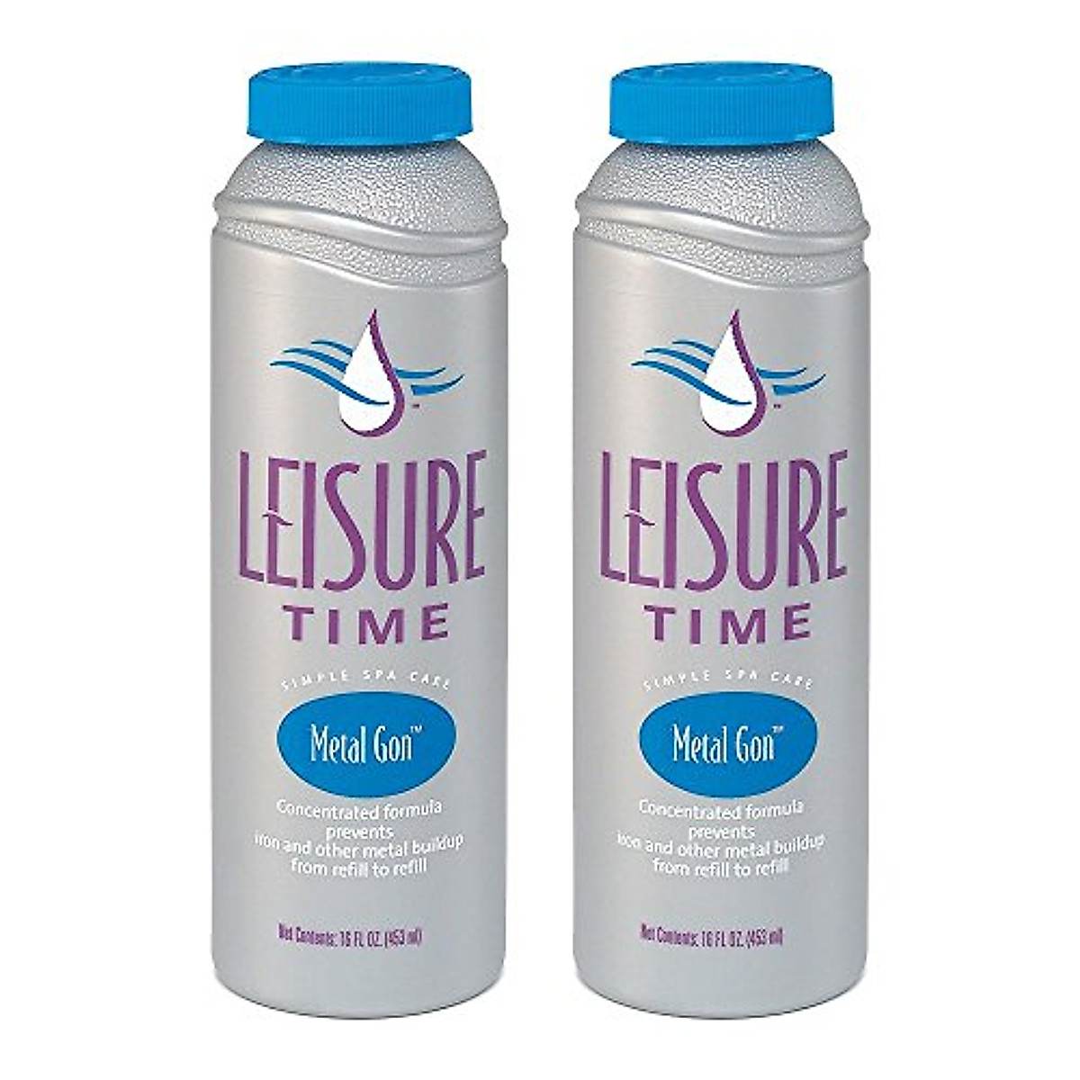 LEISURE TIME B-02 Defender for Spas and Hot Tubs, 1-Quart, 2-Pack & D-02 Gon Hot Tub Metal Remover, 2-Pack