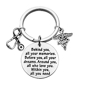 FEELMEM NP Graduation Gift NP Nurse Practitioner Gift NP Keychain Behind You All Your Memories Before You All Your Dreams Inspirational Gift for Nurse Practitioner Graduates (NP)
