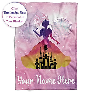 Personalized Princess Blanket for Girls - Ships Next Day, USA Made, Warm, Cozy, Soft Throw for Travel - Pink Room Decor - Plush Fleece or Sherpa Blanket with Custom Name (Fleece - 50x60)
