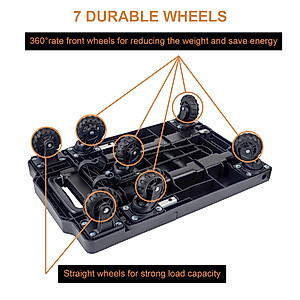 Dolly Cart Portable Hand Truck Lightweight Hand Cart Compact Utility Cart with Heavy Duty Wheels Solid Construction Adjustable Handle for Personal, Moving, Travel and Shopping Use (7 Wheels)