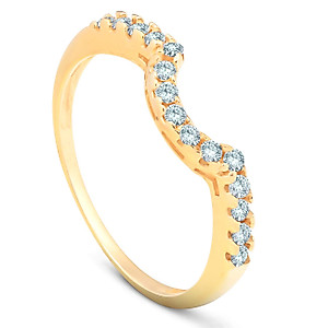 P3 POMPEII3 .25CT Curved Diamond Notched Wedding Ring Enhancer 14K - Size 9.5