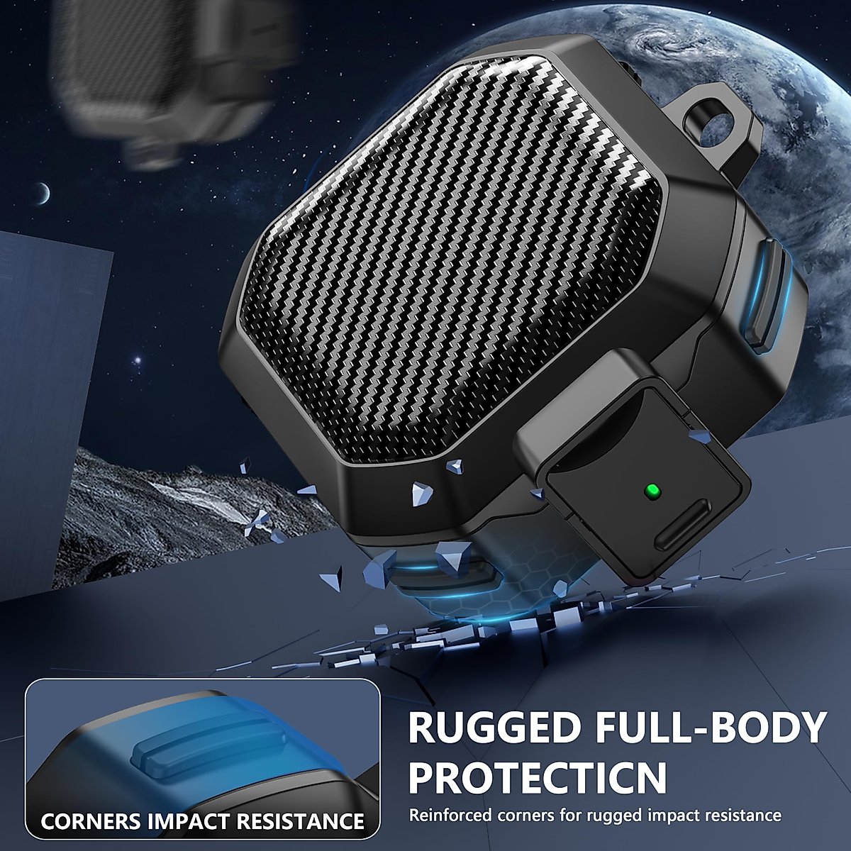 【with Secure Lock】 Case for Samsung Galaxy Buds Pro 2 2022/Galaxy Buds 2 Case/Galaxy Buds Live Case/Galaxy Buds Pro Case/Galaxy Buds FE Case 2023 with Keychain/Zipper Box/Brush - Black