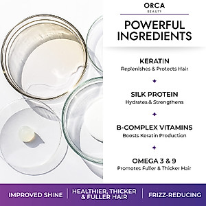 Keratin Hair Mask For Dry Damaged Hair And Growth, Keratin Hair Treatment For Dry Damaged Hair - Hydrating Hair Mask, Vit B Complex, Vit E, Silk Protein & Omega 3, 9, Deep Conditioning Hair Mask