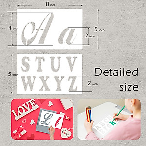 124 Alphabet Numbers & Mandala Stencils Small & Large 2 & 4 Inches Upper Lowercase Arts Crafts Letters Stencil Reusable Template for Calligraphy DIY Painting Wood Wall Fabric Rock Bullet Journal Kit