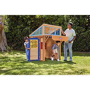 Little Tikes Real Wood Adventures 5-in-1 Game House, Outdoor Wood Game Playhouse for All Kids, Boys and Girls Ages 3+