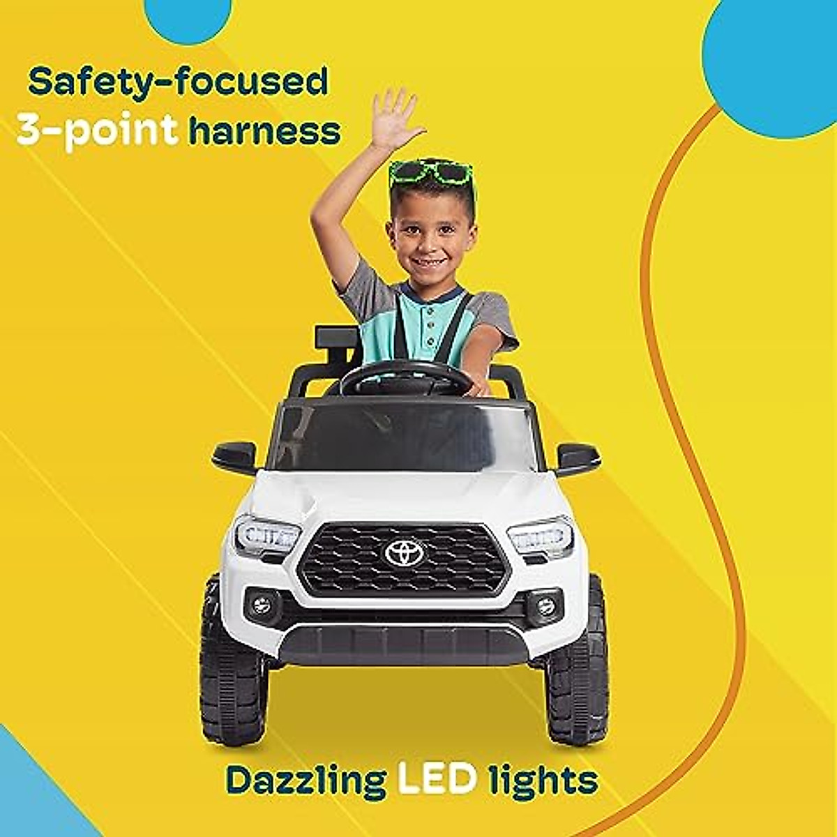 Kidzone 12V Ride on Truck, Battery Powered Licensed Toyota Tacoma Electric Car for Kids, Electric Vehicle Toy with Remote Control, 3 Speeds, MP3, Horn, LED Lights, Suspension System - Pink
