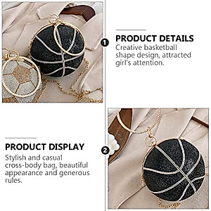 VALICLUD Evening Bag for Women Round Basketball Shaped Purse Crossbody Dazzling Clutch Ring Handle